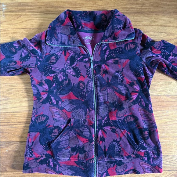 Style & Co. | Jackets & Coats | Bold Butterfly Zip Print Jacket | Poshmark